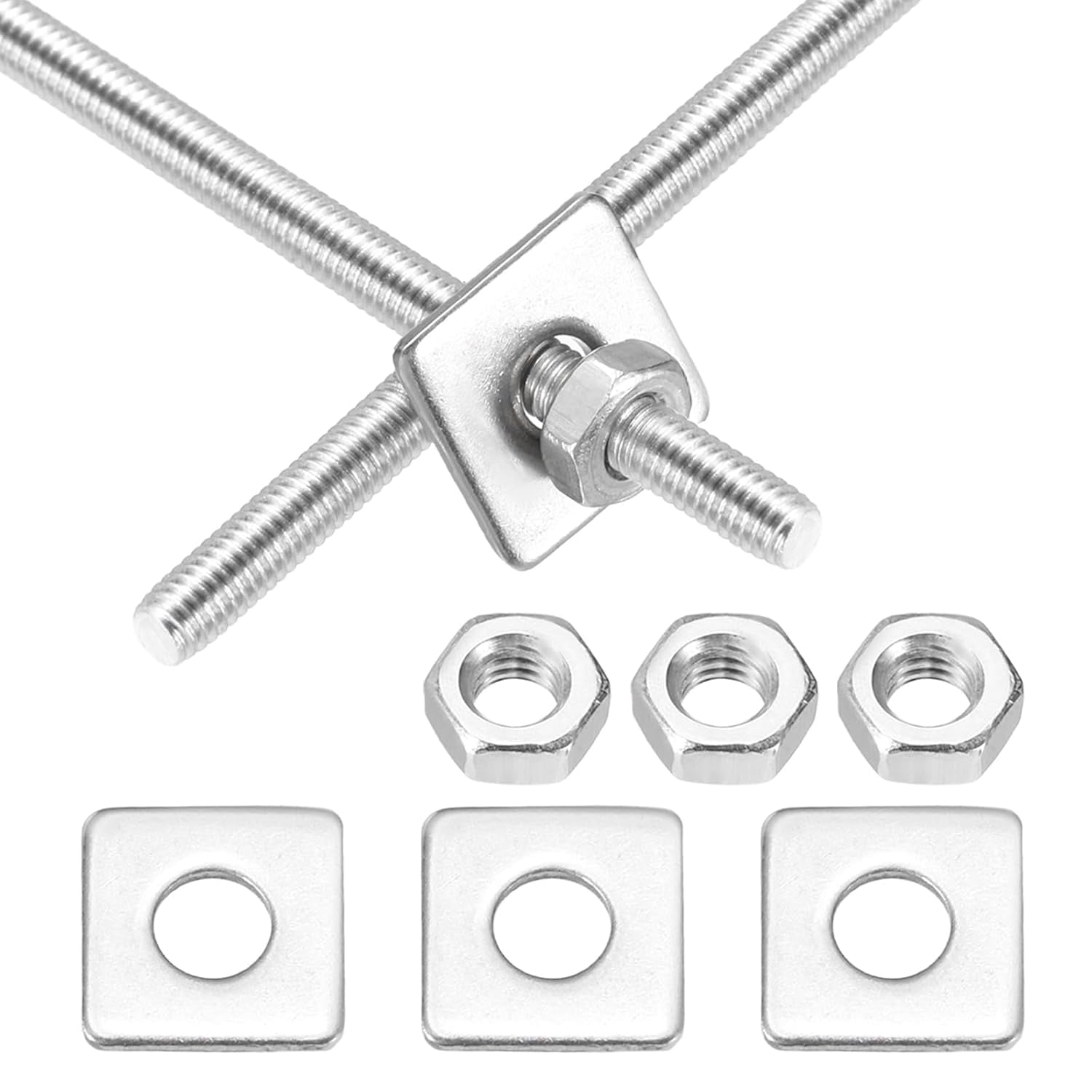 CERPXFF-2Set M4x500mm Fully Threaded Rod, 201 Stainless Steel Threaded ...