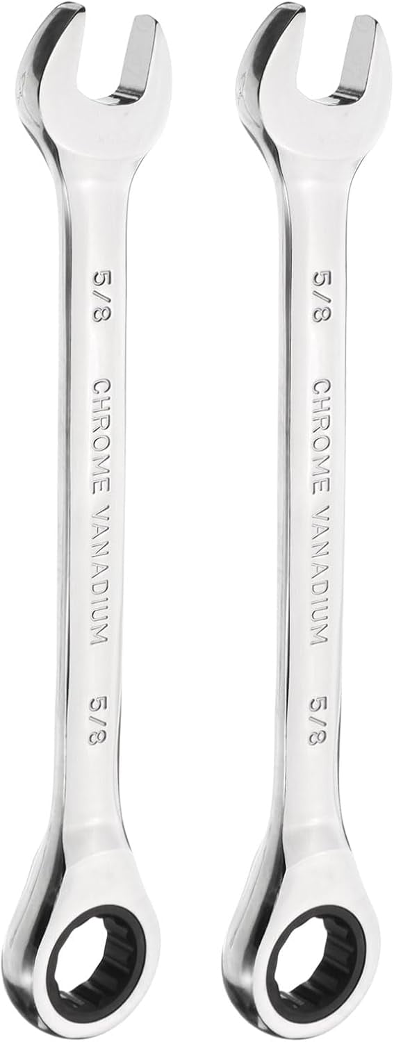 CERPXFF-2pcs Ratcheting Wrench 5/8 Inch Box and Open End 45# Carbon ...