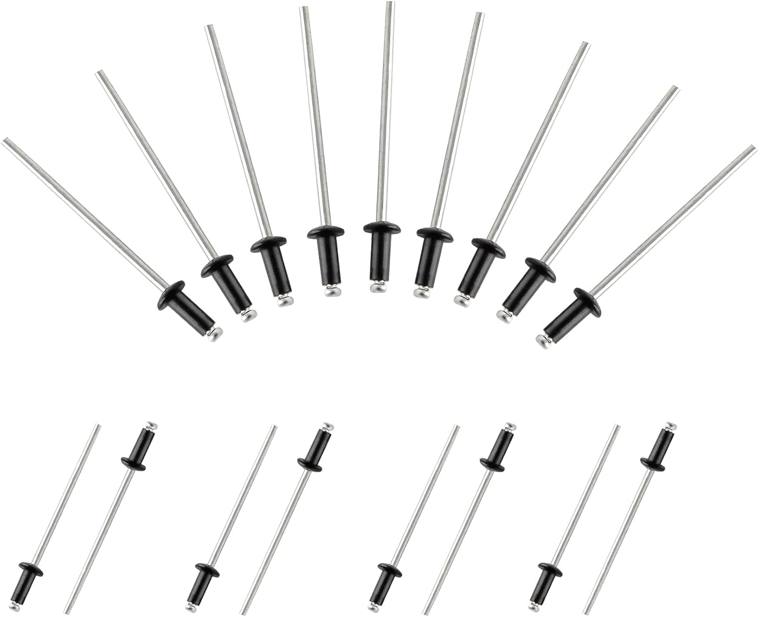 CERPXFF-3/32" x 1/4" Aluminum Blind Rivets Assortment, Black Pop Rivets ...