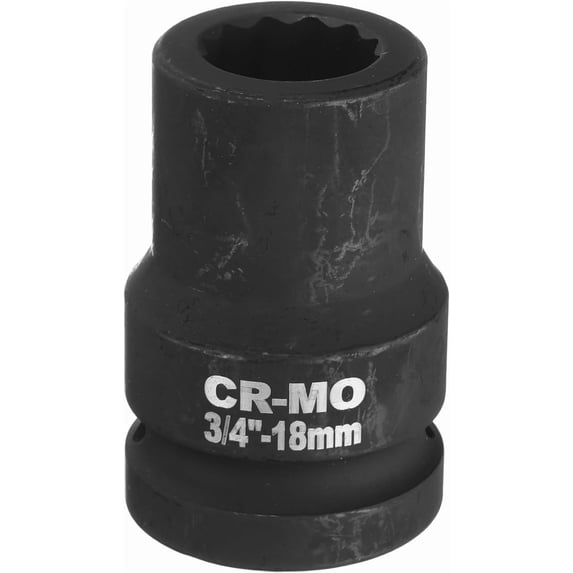 CERPXFF-3/4-Inch Drive 12 Point Impact Socket 18mm Metric Spindle Axle ...