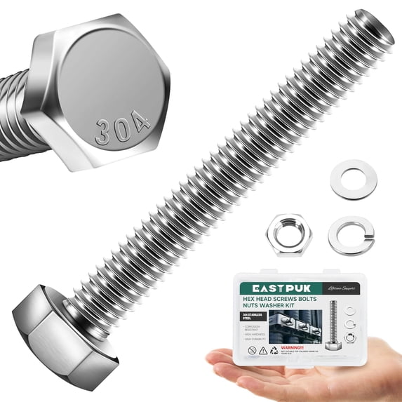 CERPXFF-3/8-16 x 2-1/2" Hex Head Bolts Screws with Nuts, Flat & Lock ...