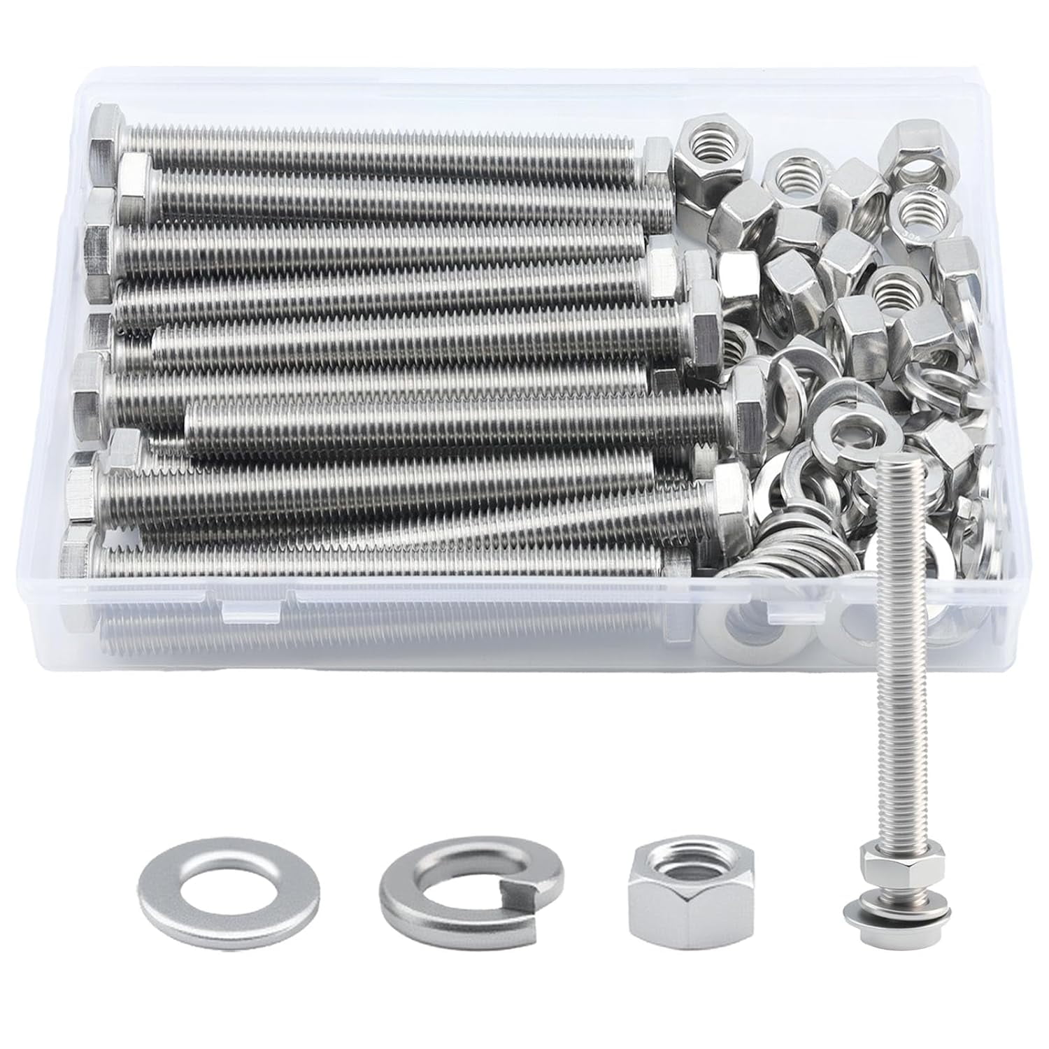 CERPXFF-3/8-16 x4 Hex Head Screw Bolt(20 PCS), Lock Nuts,Flat & Lock ...