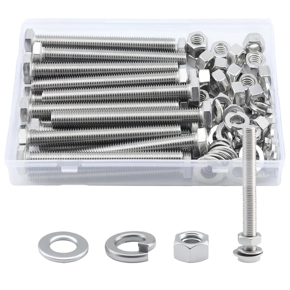 CERPXFF-3/8-16 x4 Hex Head Screw Bolt(20 PCS), Lock Nuts,Flat & Lock ...