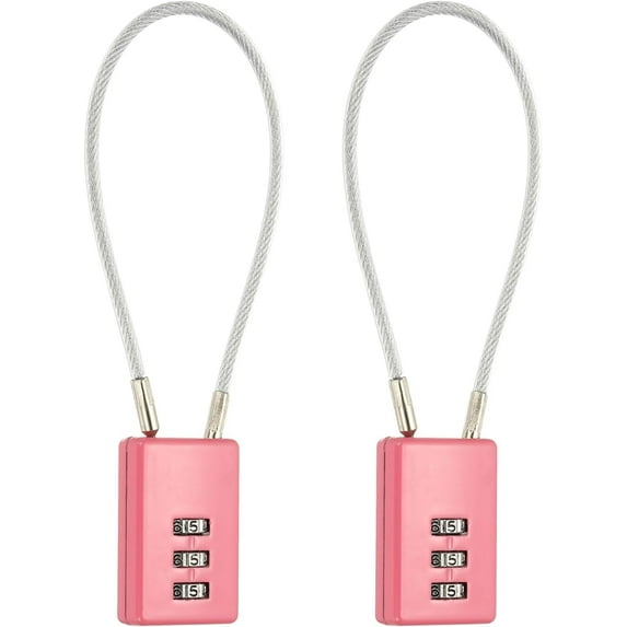 CERPXFF-3 Digit Cable Combination Lock, 2 Pcs Cable Lock with Combination 7.9" Steel Rope for ...