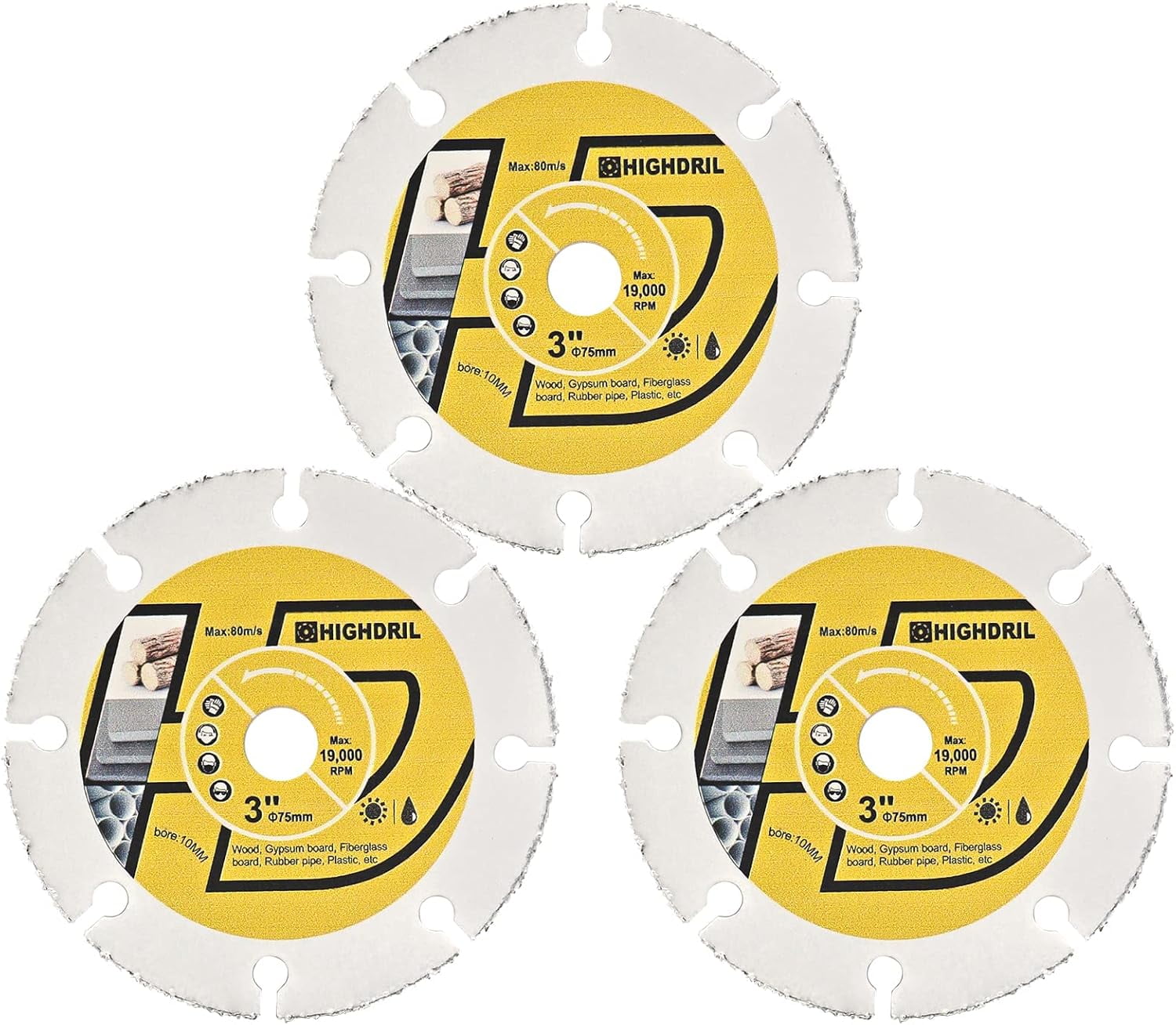 CERPXFF-3 Inch Circular Saw Blade - 3pcs Carbide Wood Cutting Disc with ...