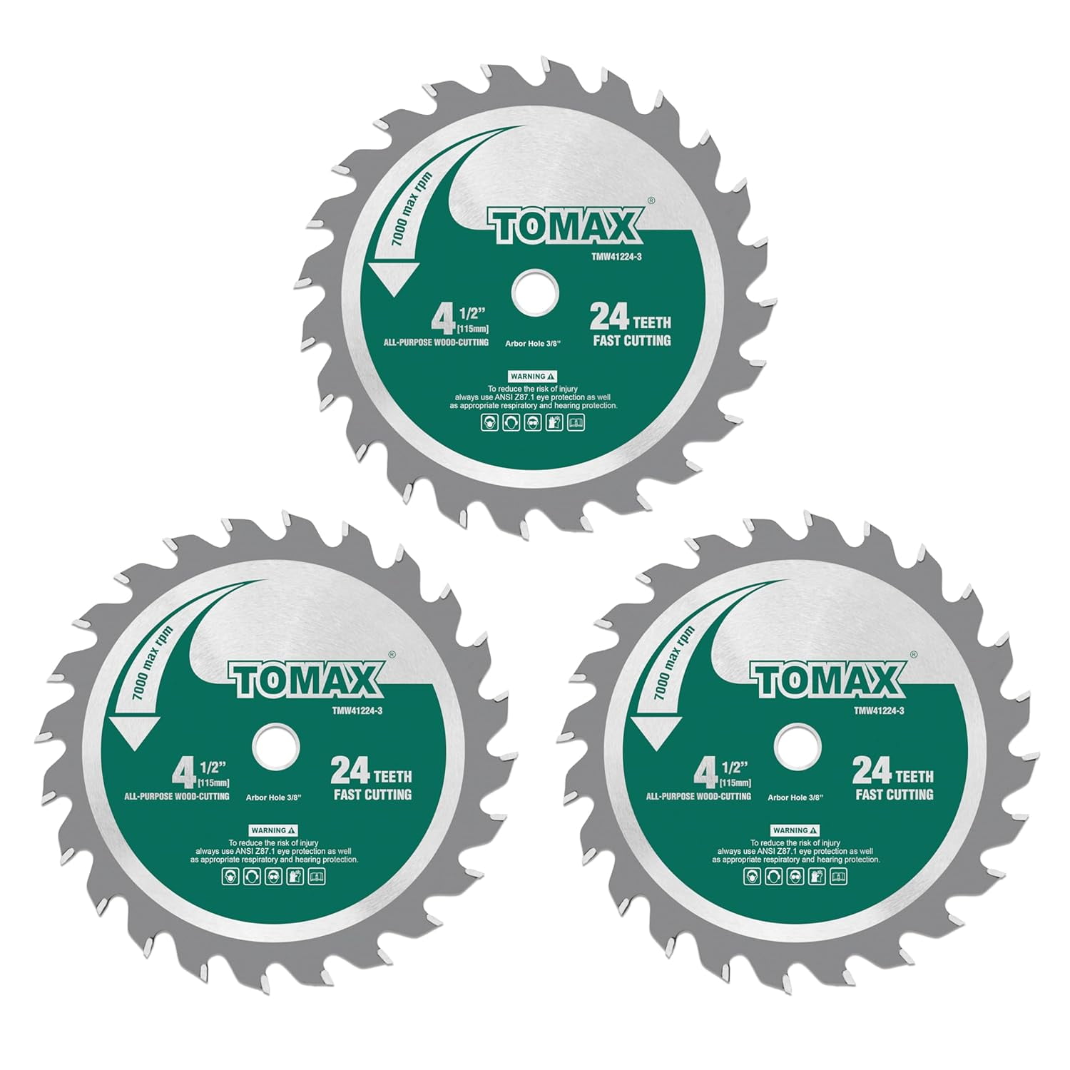 CERPXFF-3 Pack 4-1/2 Inch 24 Tooth ATB General Purpose Saw Blade with 3 ...