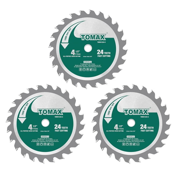 CERPXFF-3 Pack 4-1/2 Inch 24 Tooth ATB General Purpose Saw Blade with 3 ...