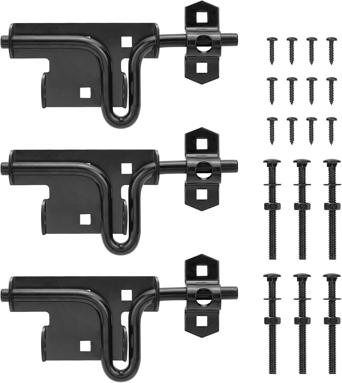 CERPXFF-3 Pack Slide Bolt Gate Latch, Door Lock Hardware with Padlock ...
