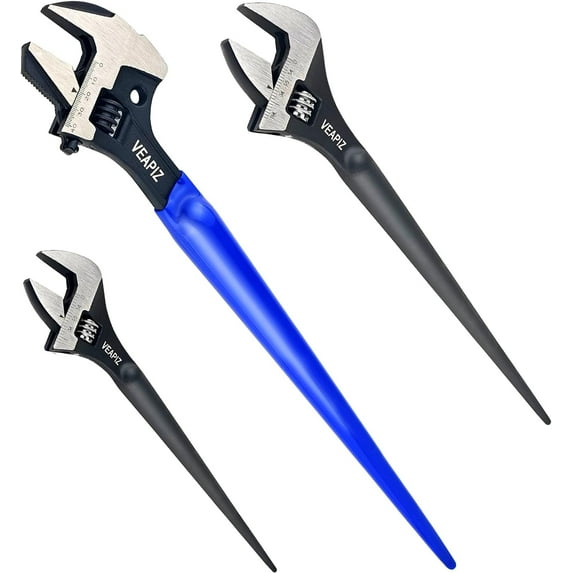 CERPXFF-3-Piece Adjustable Wrench Set (10/12/16 Inch), 4-in-1 ...