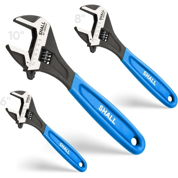CERPXFF-3-Piece Adjustable Wrench Set, 10/8/6 Inch Cr-V Steel Wrench ...