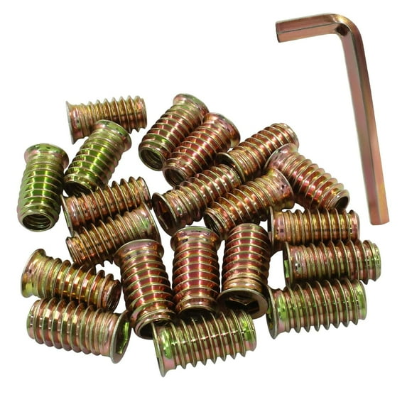 CERPXFF-30 Pcs 5/16"-18 x 25mm Threaded Inserts for Wood, Nut Threaded ...