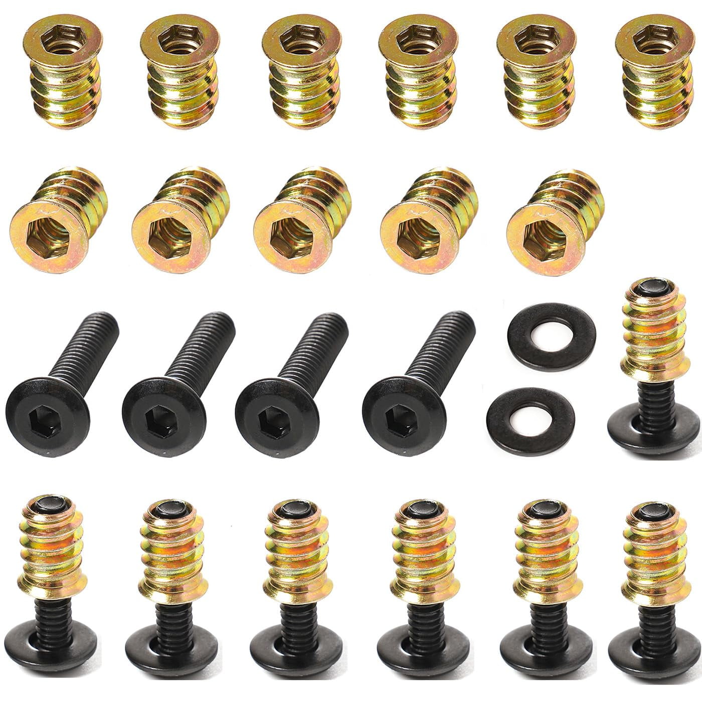 CERPXFF-30-Set 1/4-20 Threaded Insert and Bolt for Wood, Furniture ...