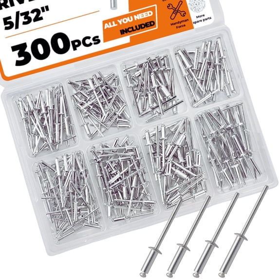 CERPXFF-300 PCS 5/32" Blind Rivets, Aluminum Pop Rivet Kit, 4 Sizes ...