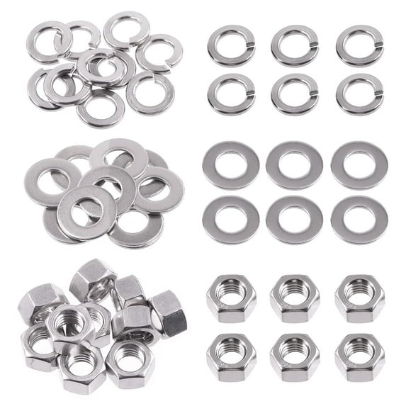CERPXFF-30Pcs SAE 304 Stainless Steel 1/2-13" Hex Nuts and #1/2 Flat ...