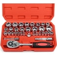 CERPXFF-34 Pieces 3/8 inch Drive Socket Ratchet Wrench Set, with Socket ...