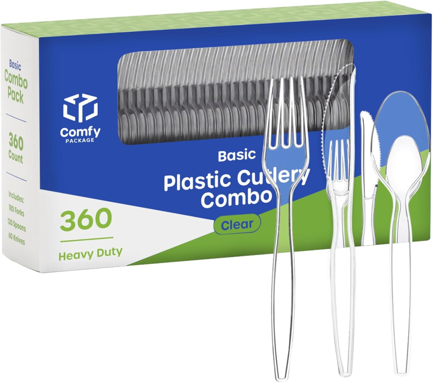CERPXFF-[360 Combo Pack] Basic Clear Plastic Silverware, Heavyweight ...