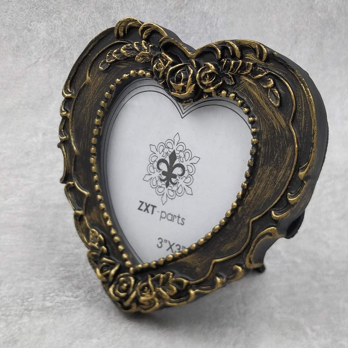 CERPXFF-3x3 Picture Frame Heart Black and Gold Edge Frame. Resin ...