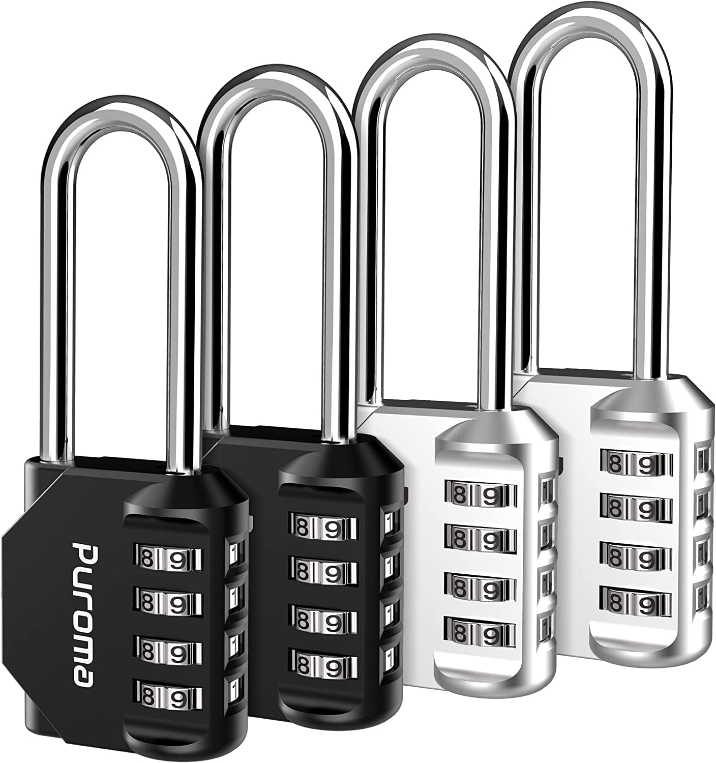 CERPXFF-4 Pack 2.6 Inch Long Shackle Combination Lock 4 Digit Outdoor ...