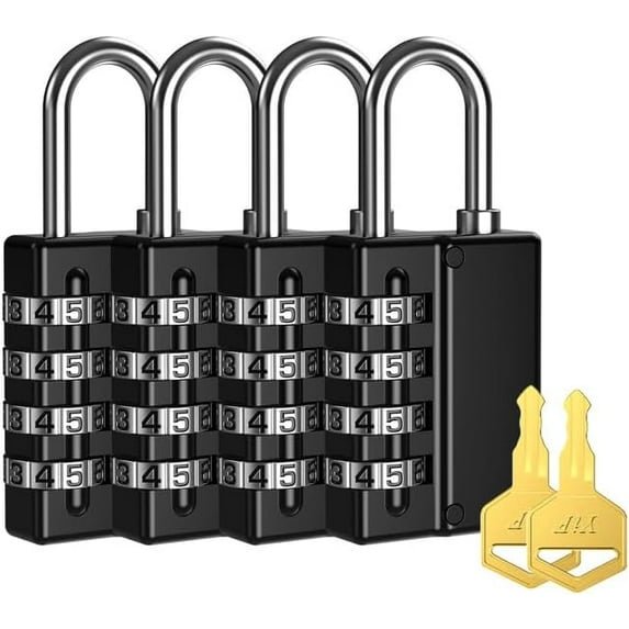 CERPXFF-4 Pack Combination Padlock, 4 Digit Resettable Security Padlock ...