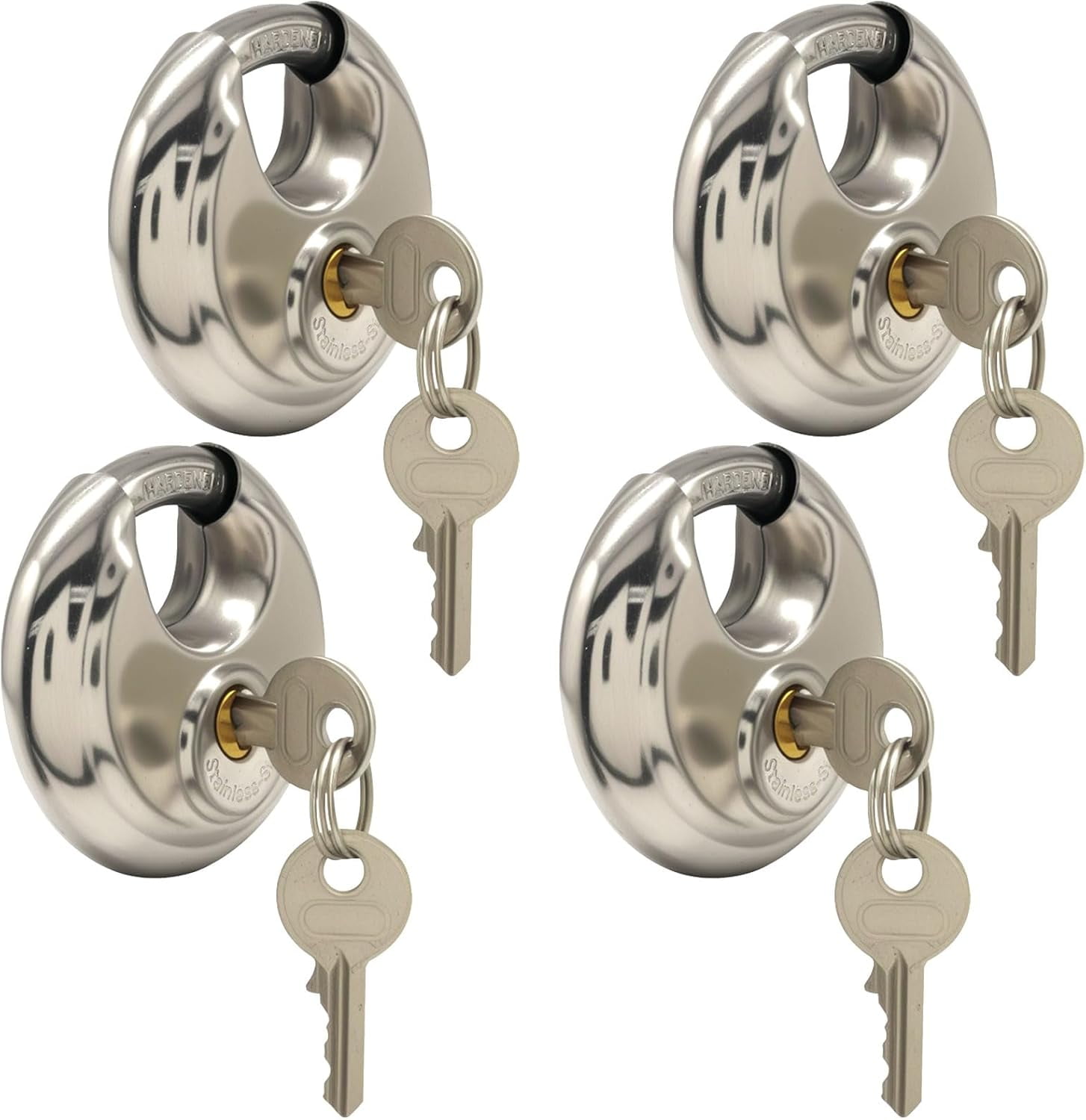 CERPXFF-4 Pack Keyed Alike Disc Padlock, Stainless Steel Heavy Duty ...
