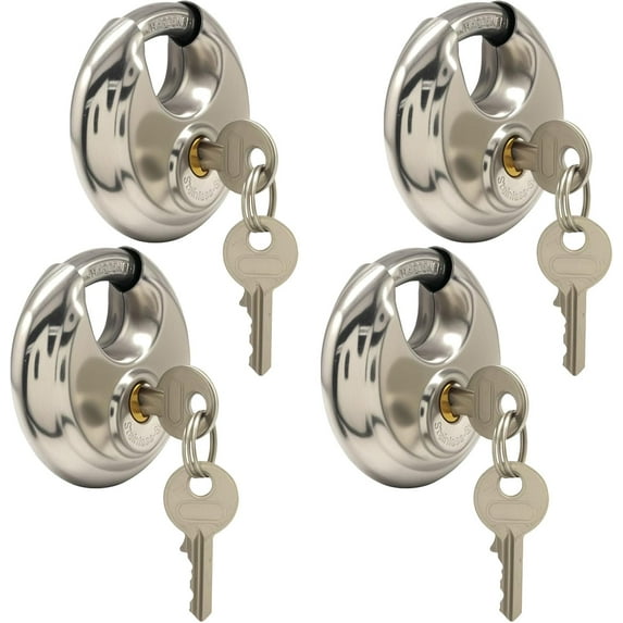 CERPXFF-4 Pack Keyed Alike Disc Padlock, Stainless Steel Heavy Duty ...