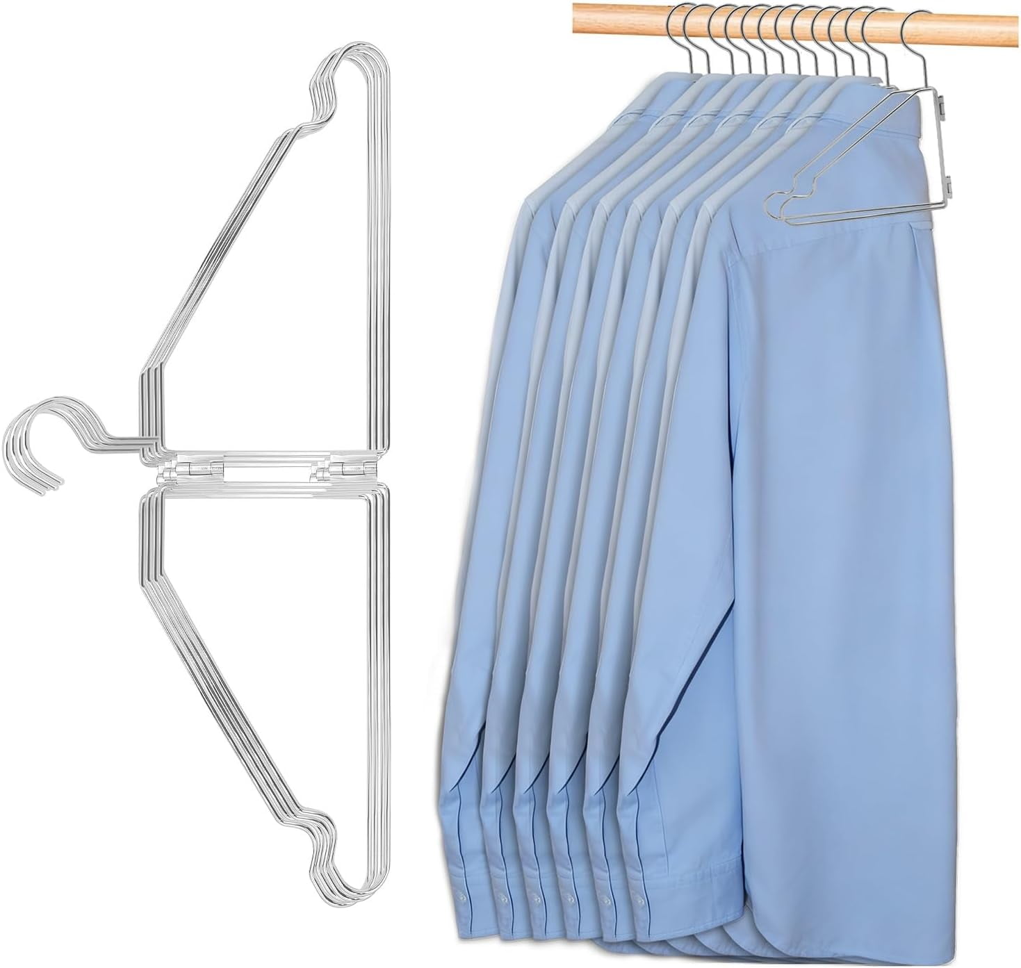 CERPXFF-4 Pack Space Saving Hangers for Clothes, Foldable Metal Hangers ...