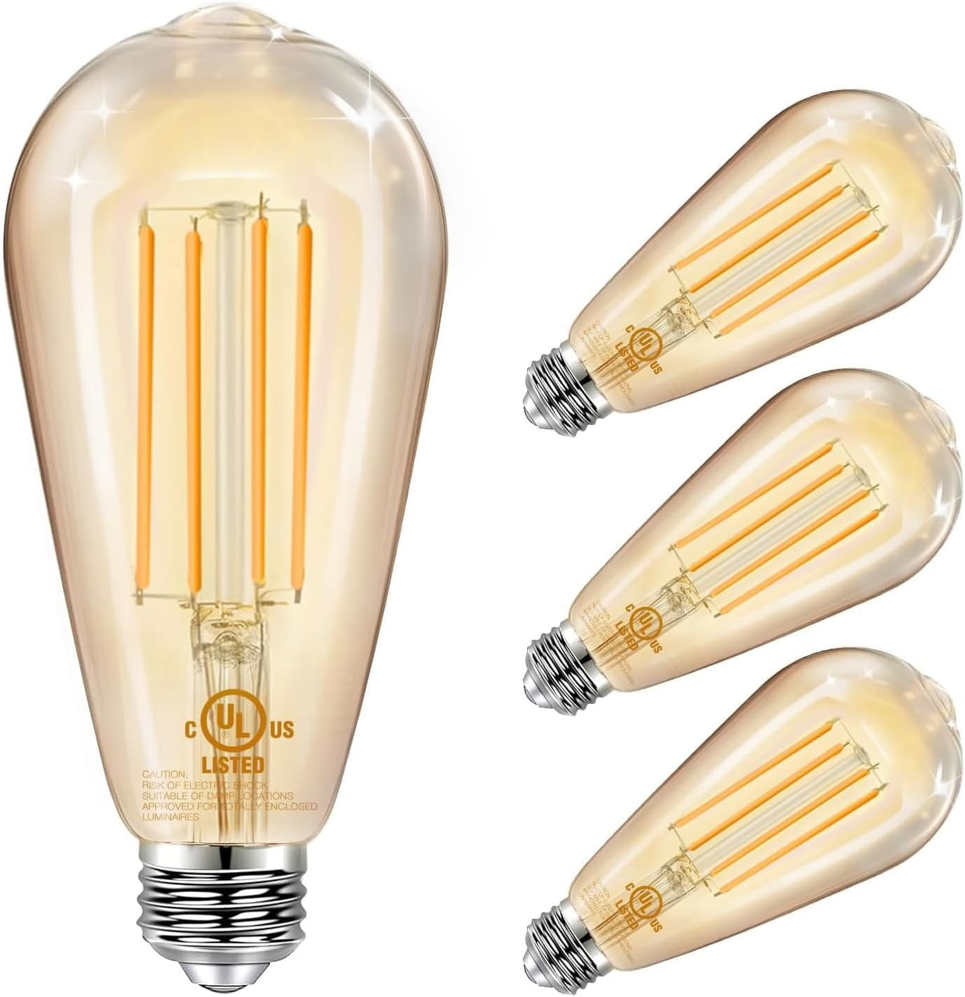 CERPXFF-4 Pack Vintage LED Edison Bulbs, E26 Led Bulb 60W Equivalent ...