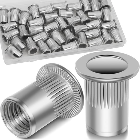 CERPXFF-40Pcs M8 Rivet Nuts, 304 Stainless Steel Flat Head Rivnut ...