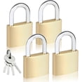 CERPXFF-4Pack Solid Brass Padlocks Keyed Alike, 1-1/2" Locker Lock with Keys, Weatherproof ...