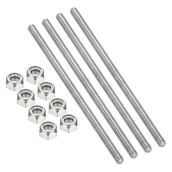CERPXFF-4Pcs 1/4"-20x140mm Threaded Rods with Hex Nuts, 304 Stainless ...