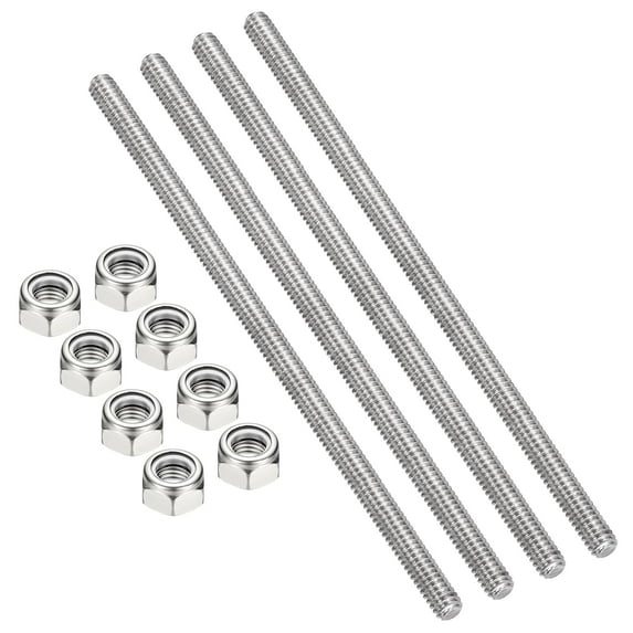CERPXFF-4Pcs 1/4"-20x150mm Threaded Rods with Hex Nuts, 304 Stainless ...