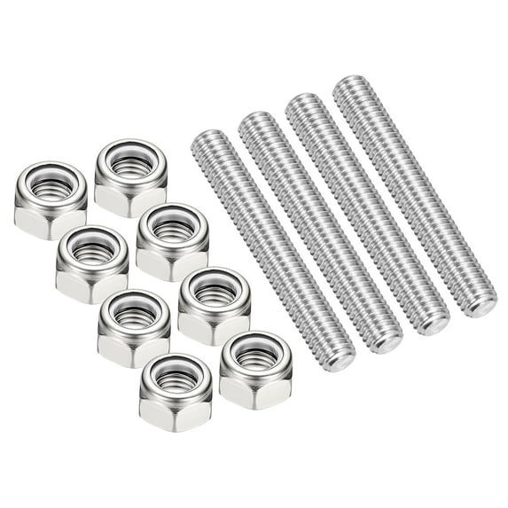 CERPXFF-4Pcs 3/8"-16x60mm Threaded Rods with Hex Nuts, 304 Stainless ...