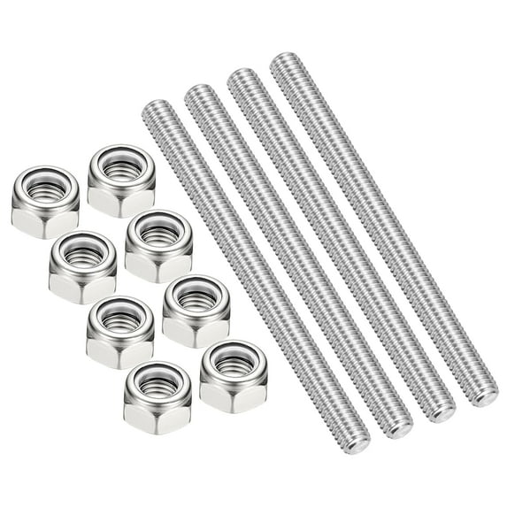 CERPXFF-4Pcs 3/8"-16x90mm Threaded Rods with Hex Nuts, 304 Stainless ...