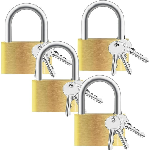 CERPXFF-4pcs Small Lock, Solid Brass Keyed Padlock with Key, Locks with ...