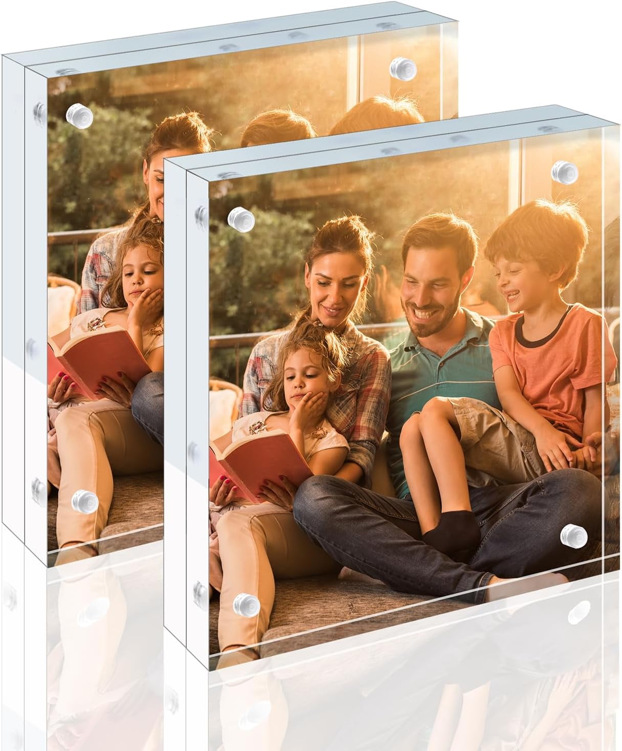 CERPXFF-4x4 Acrylic Frames 2 Pack, 20mm Thicker Frameless Clear Picture ...