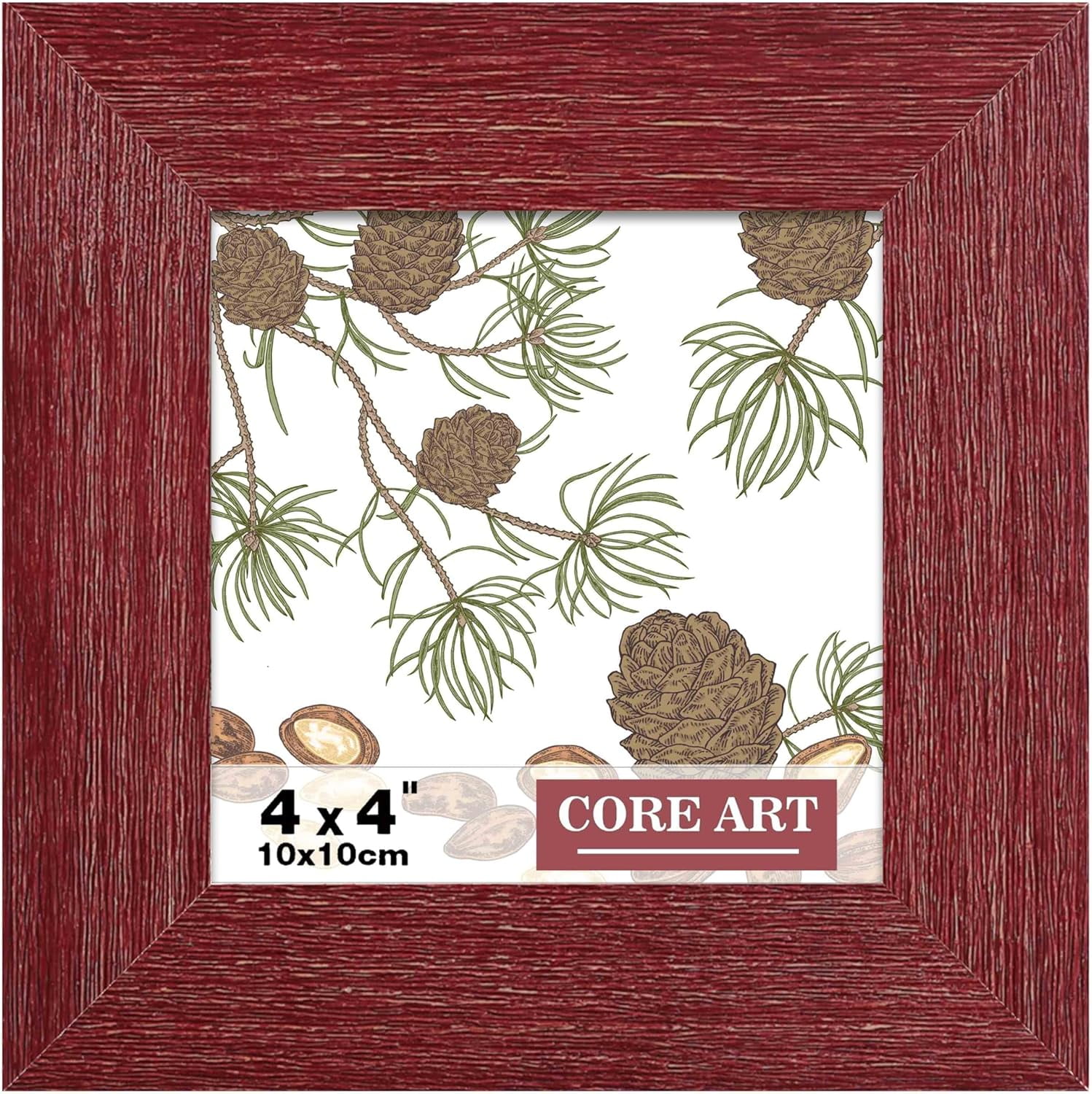 CERPXFF-4x4 Picture Frame, Handmade Wood Rustic Red Photo Frame, High ...