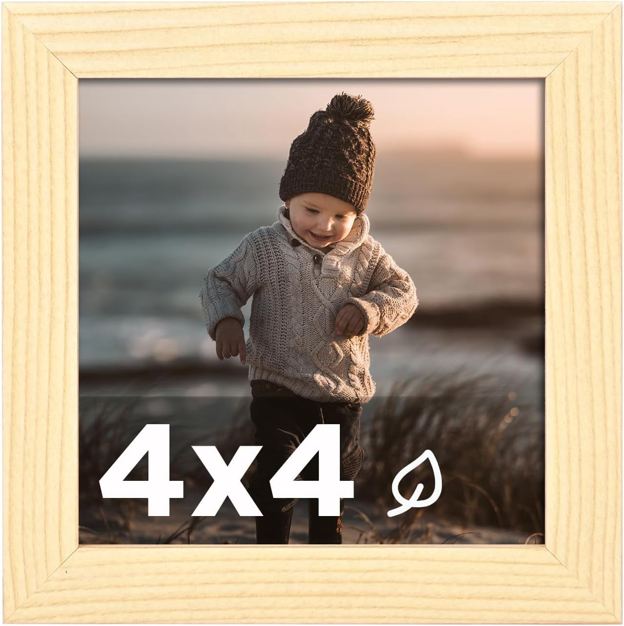 CERPXFF-4x4 Picture Frame Wood Grain Set of 1, Wooden Square Photo ...