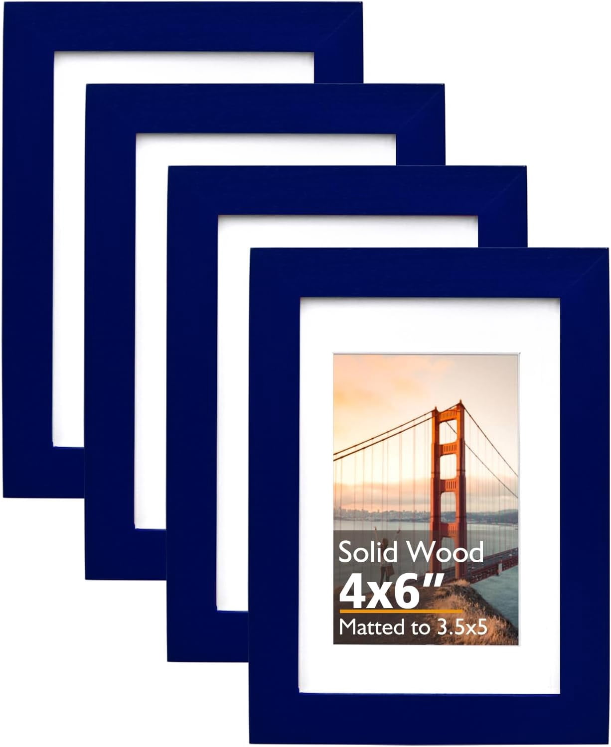 CERPXFF-4x6 Frame Navy, Solid Wood 4 x 6 Picture Frame with Acrylic ...