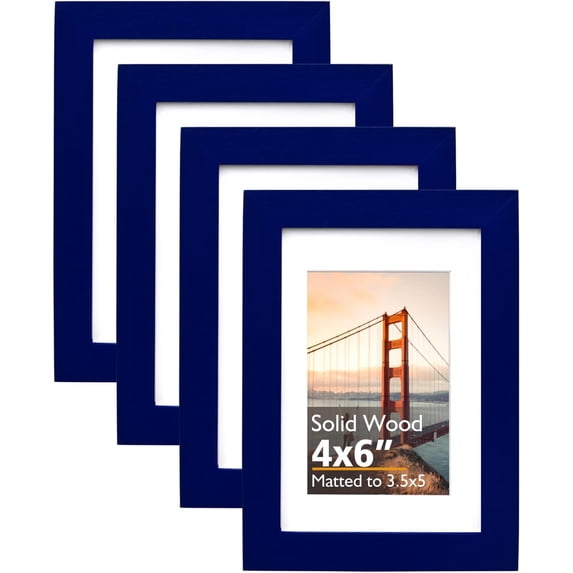 CERPXFF-4x6 Frame Navy, Solid Wood 4 x 6 Picture Frame with Acrylic ...