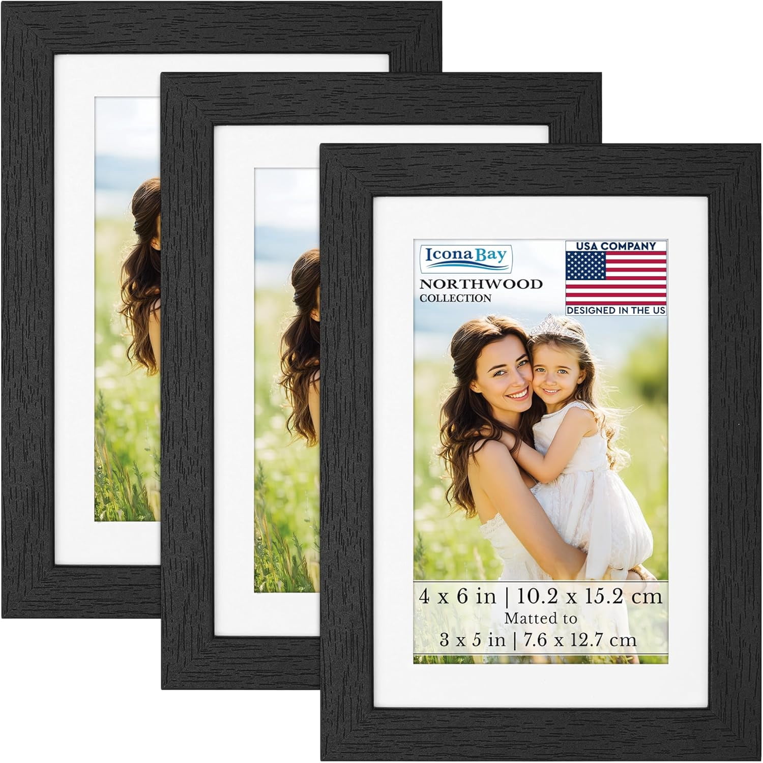 CERPXFF-- 4x6 Photo Frames with Removable Mat for 3x5 Pictures - Black ...