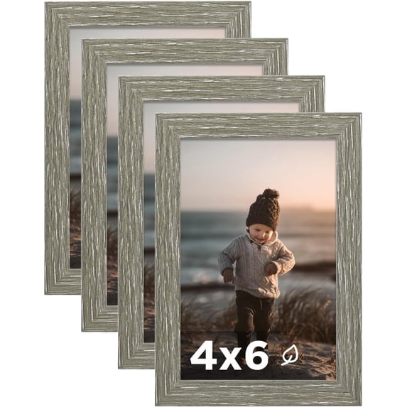 CERPXFF-4x6 Picture Frame Light Walnut Set of 4, Wooden Photo Frames ...