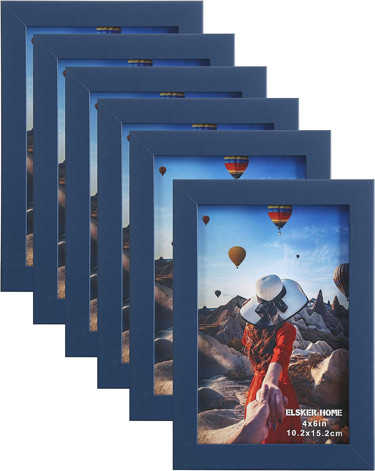 CERPXFF-4x6 Picture Frame - Navy Blue Sturdy Wood Composite Photo Frame ...