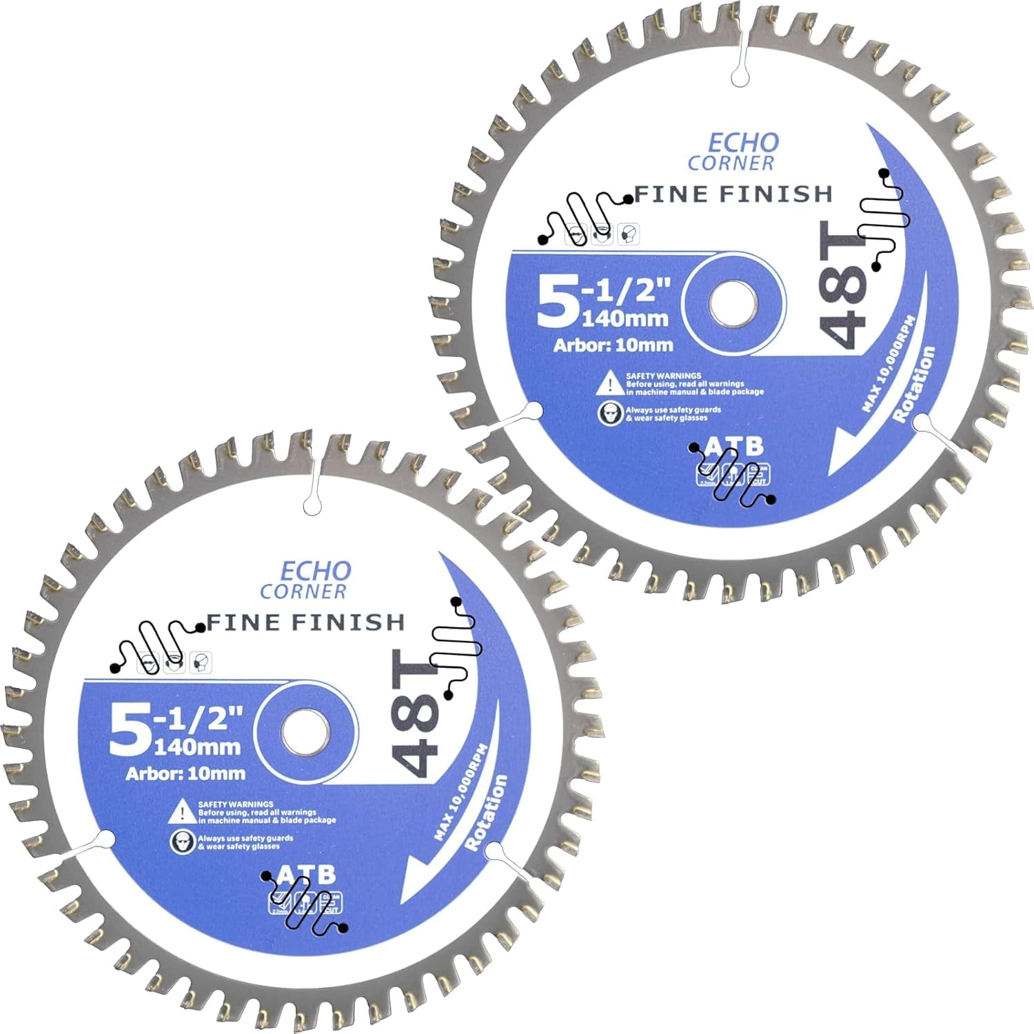 CERPXFF-5-1/2-Inch (10mm Arbor) Circular Saw Blades 48-Tooth, Heavy ...