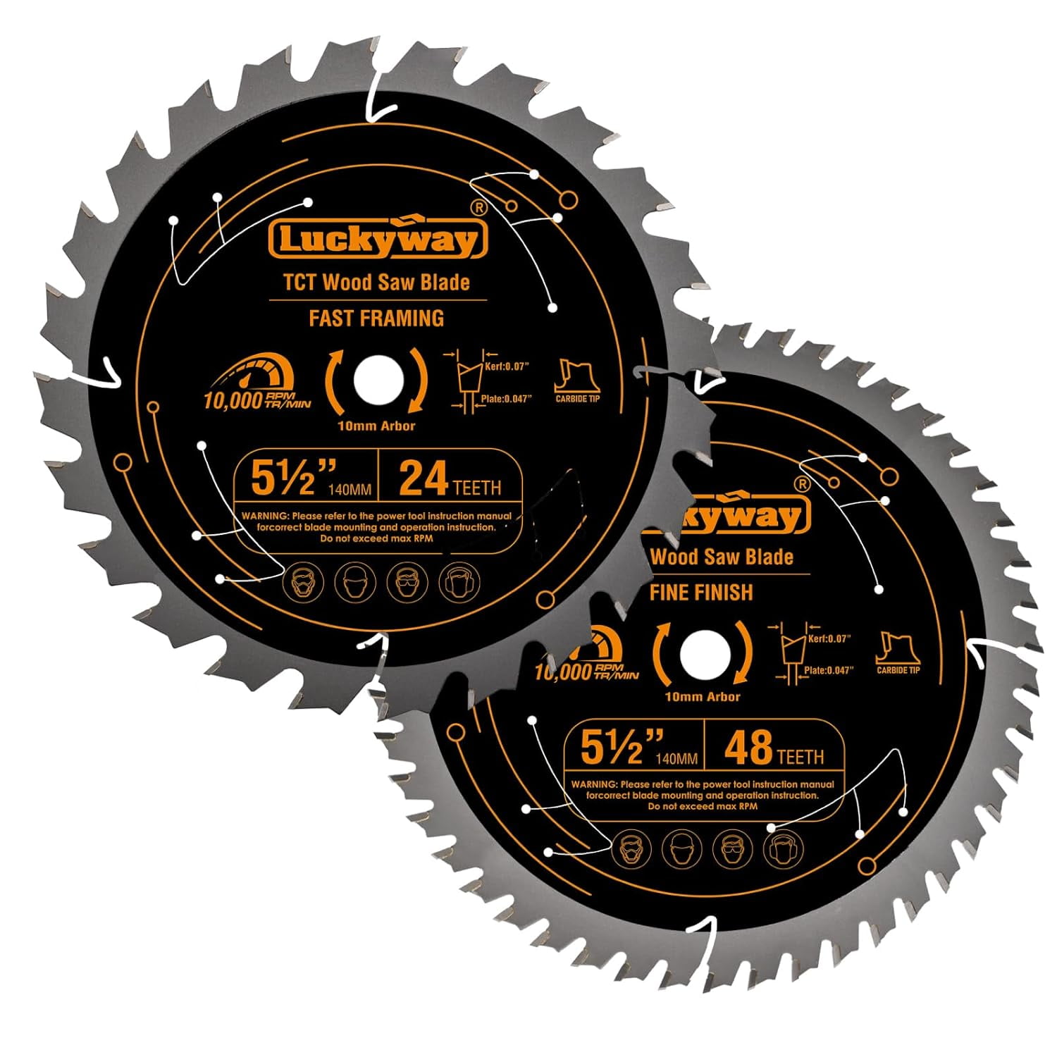 CERPXFF-5-1/2 Inch Circular Saw Blade (10mm Arbor), with Carbide Tip ...