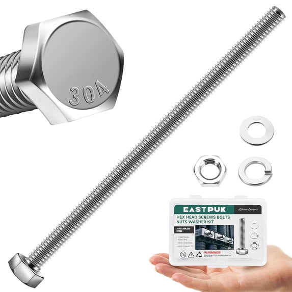 CERPXFF-5/16-18 x 5" Hex Head Bolts Screws with Nuts, Flat & Lock ...