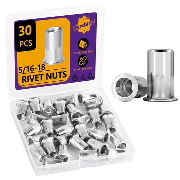 CERPXFF-5/16"-18UNC Rivet Nut, 30PCS Rivnut Nutsert 304 Stainless Steel ...