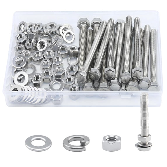 CERPXFF-5/16-18x3 Hex Head Screw Bolt (20PCS), Lock Nuts,Flat & Lock ...