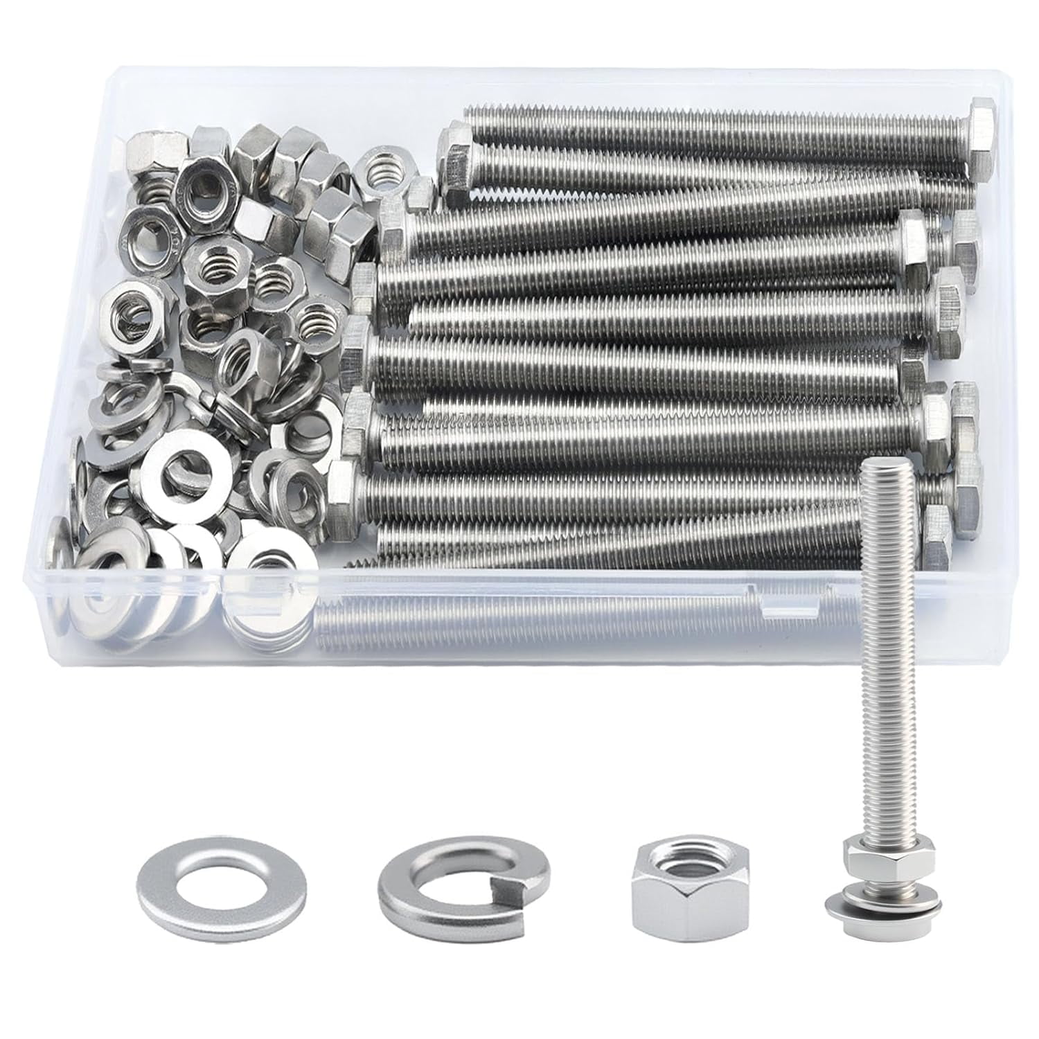 CERPXFF-5/16-18x4 Hex Head Screw Bolt (20PCS), Lock Nuts,Flat & Lock ...