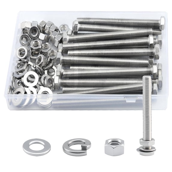 CERPXFF-5/16-18x4 Hex Head Screw Bolt (20PCS), Lock Nuts,Flat & Lock ...
