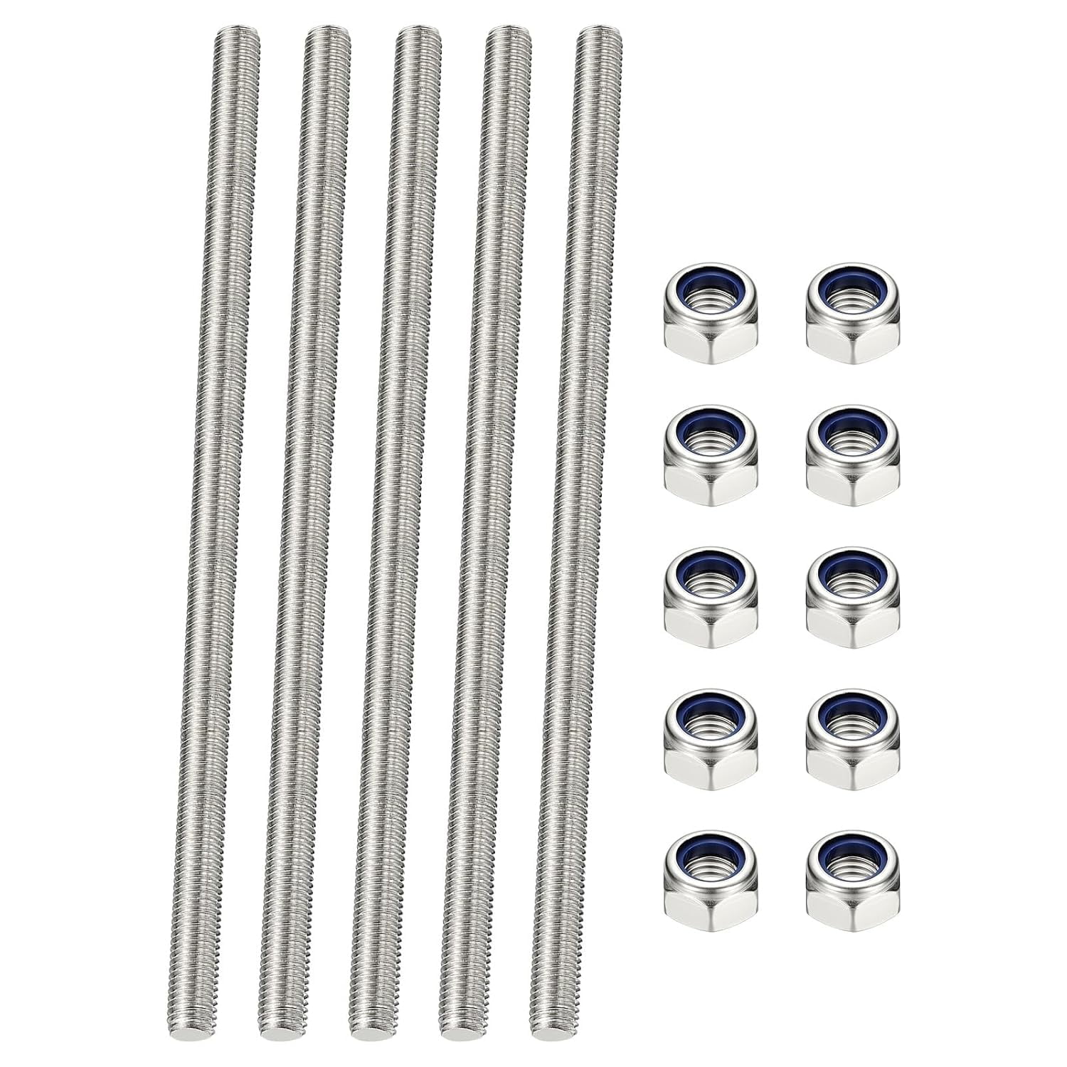 CERPXFF-5 Pcs Fully Threaded Rod, M3 x 300mm 304 Stainless Steel Right ...